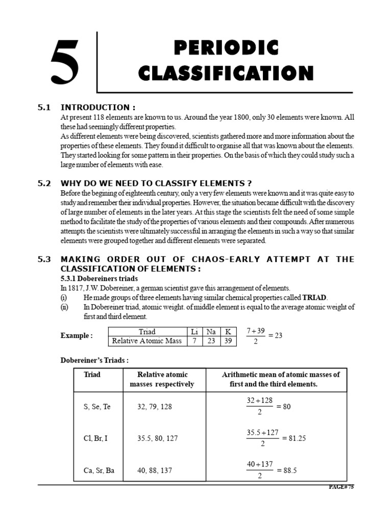 10th-CHEM - 5 - Periodic Classification - 10th - WA | PDF | Periodic ...