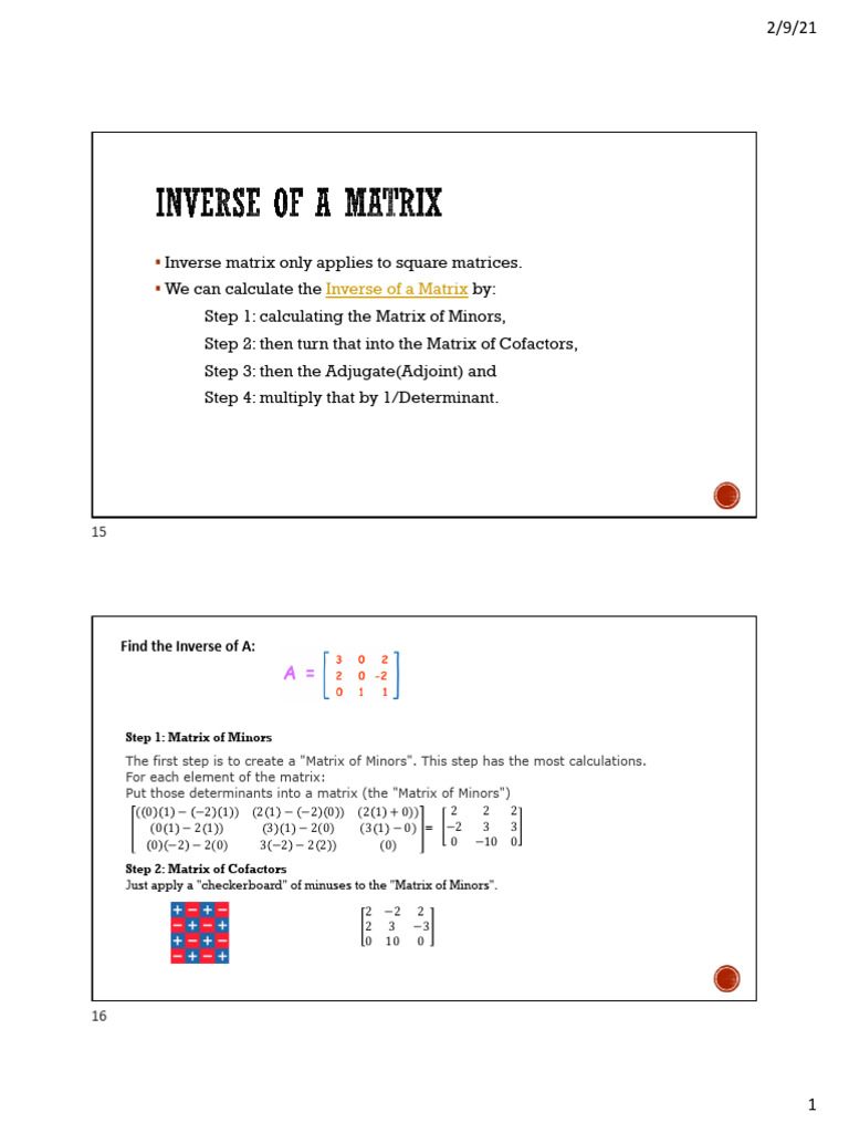 Inverse of A Matrix Activity 3 | PDF | Matrix (Mathematics) | Determinant