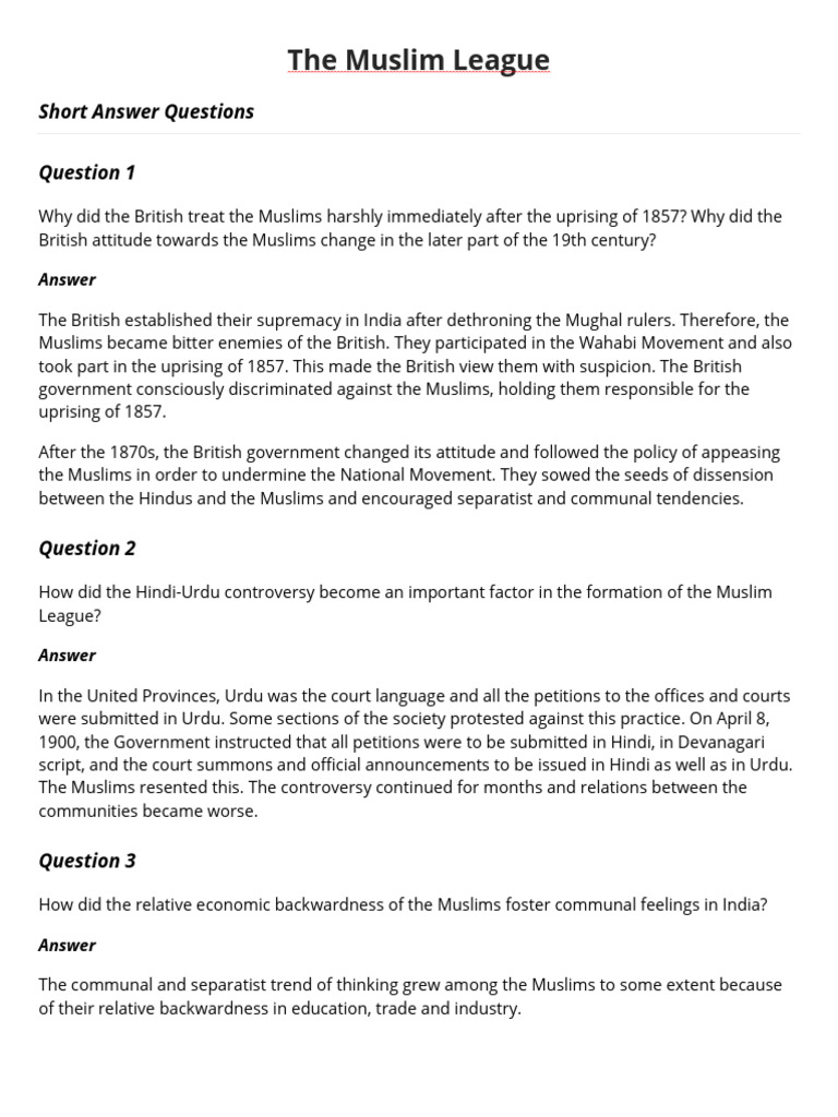 5.the Muslim League | PDF | All India Muslim League | Partition Of India