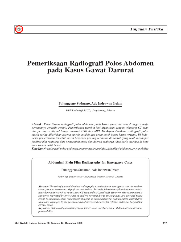 Pemeriksaan Radiografi Polos Abdomen Pad | PDF