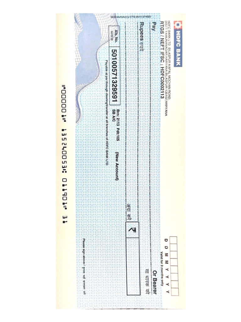 HDFC Cheque | PDF