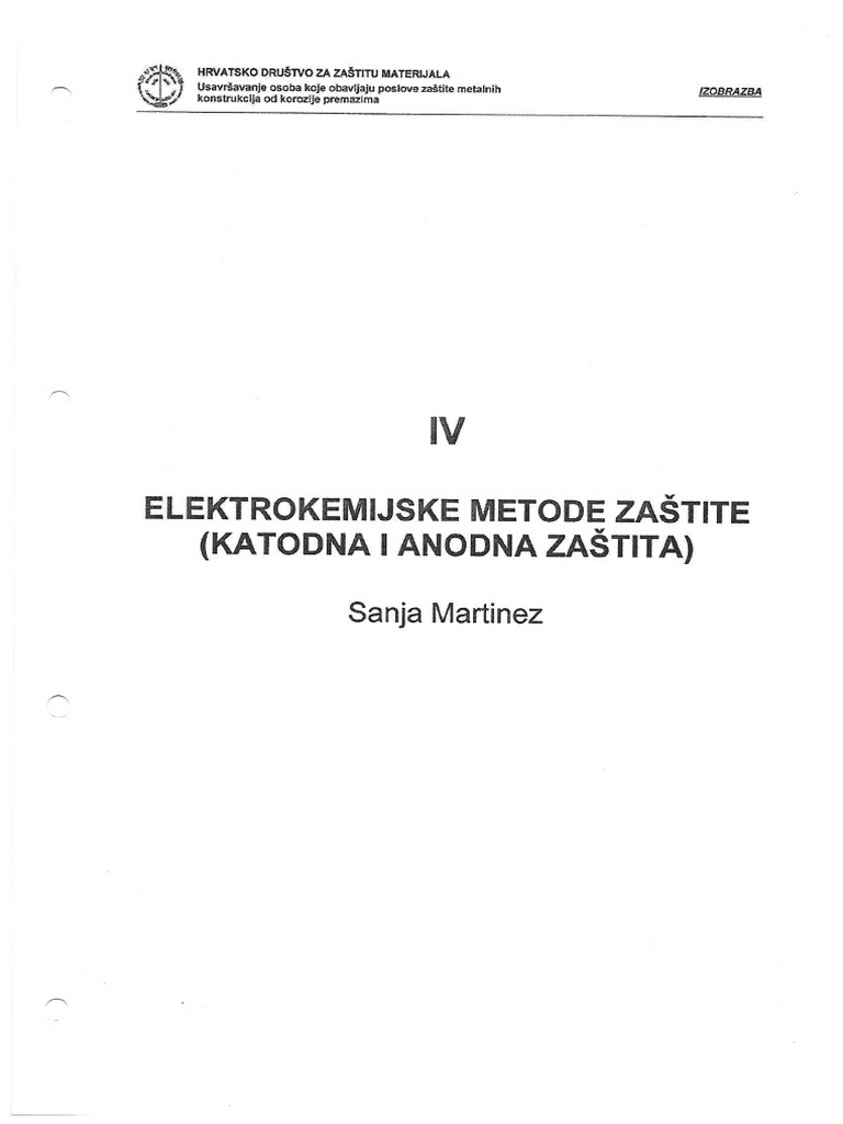 04-IV Elektrokemijske Metode Zastite (Katodna I Anodna Zastita) | PDF