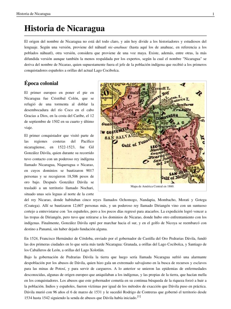 Wiki Historia de Nicaragua | PDF | Nicaragua | Guatemala