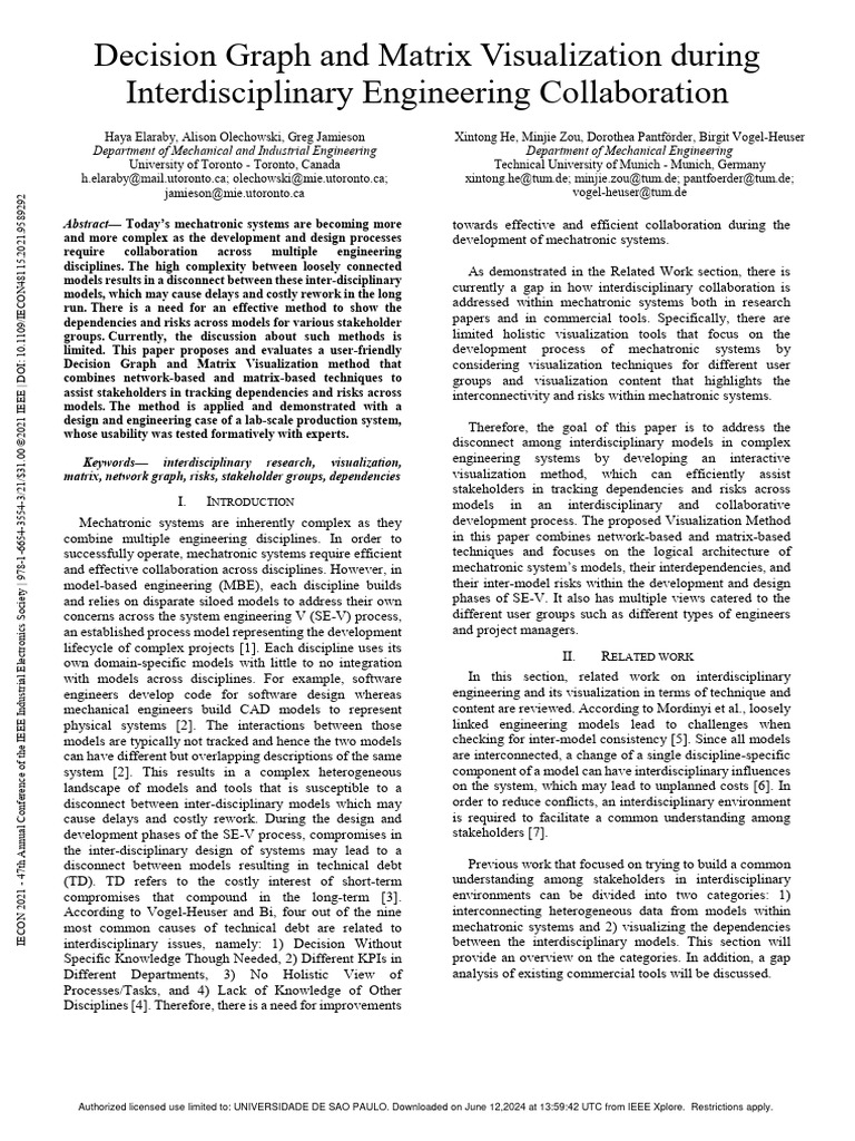 Decision Graph and Matrix Visualization During Interdisciplinary ...