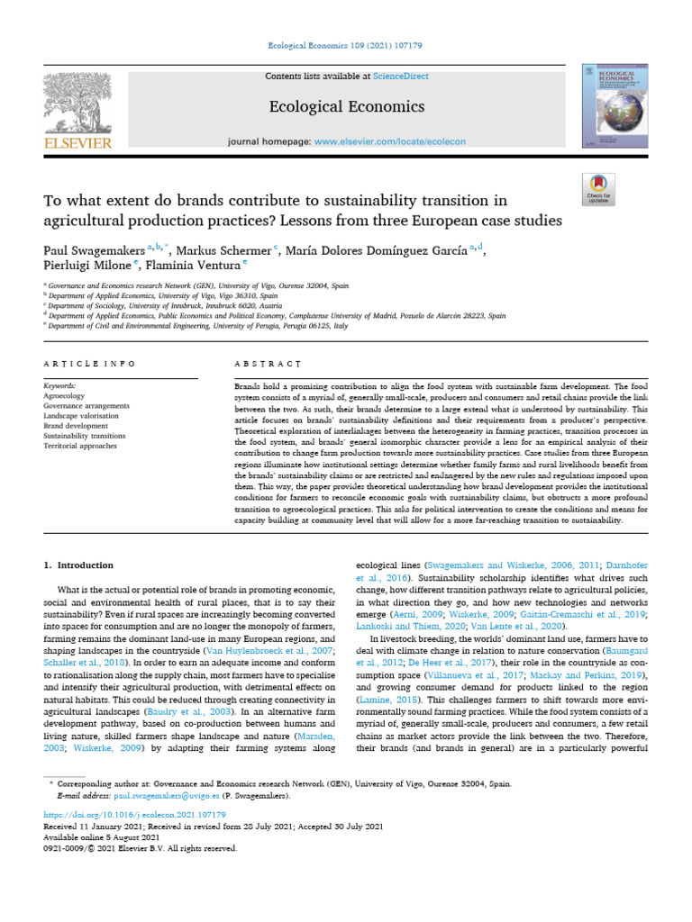 To what extent do brands contribute to sustainability transition - case ...
