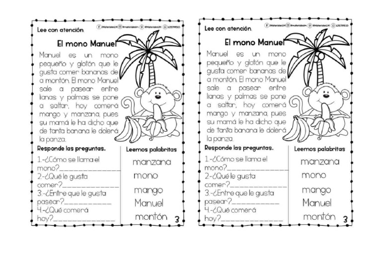 Cuento Mono Manuel | PDF