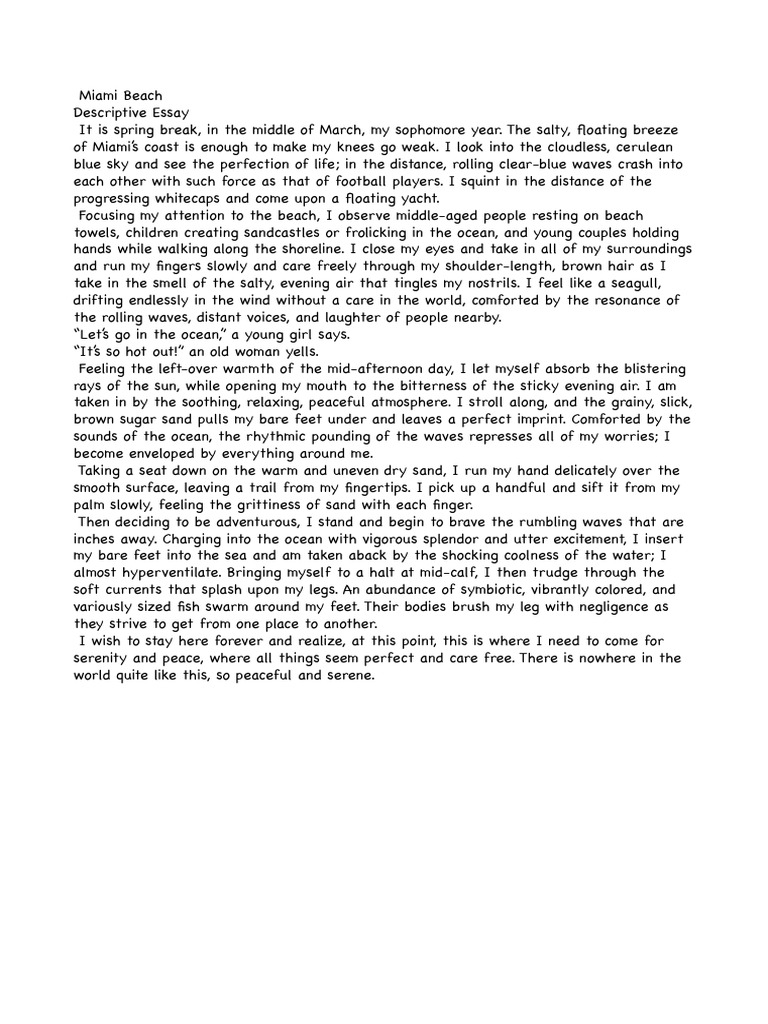 3-Descriptive Essay Miami Beach | PDF | Earth Sciences