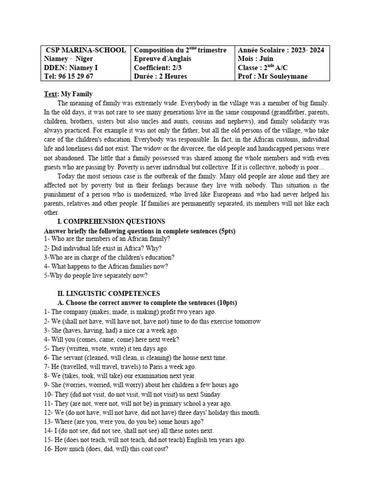 Composition 2nde | PDF | Travel | Language Arts & Discipline