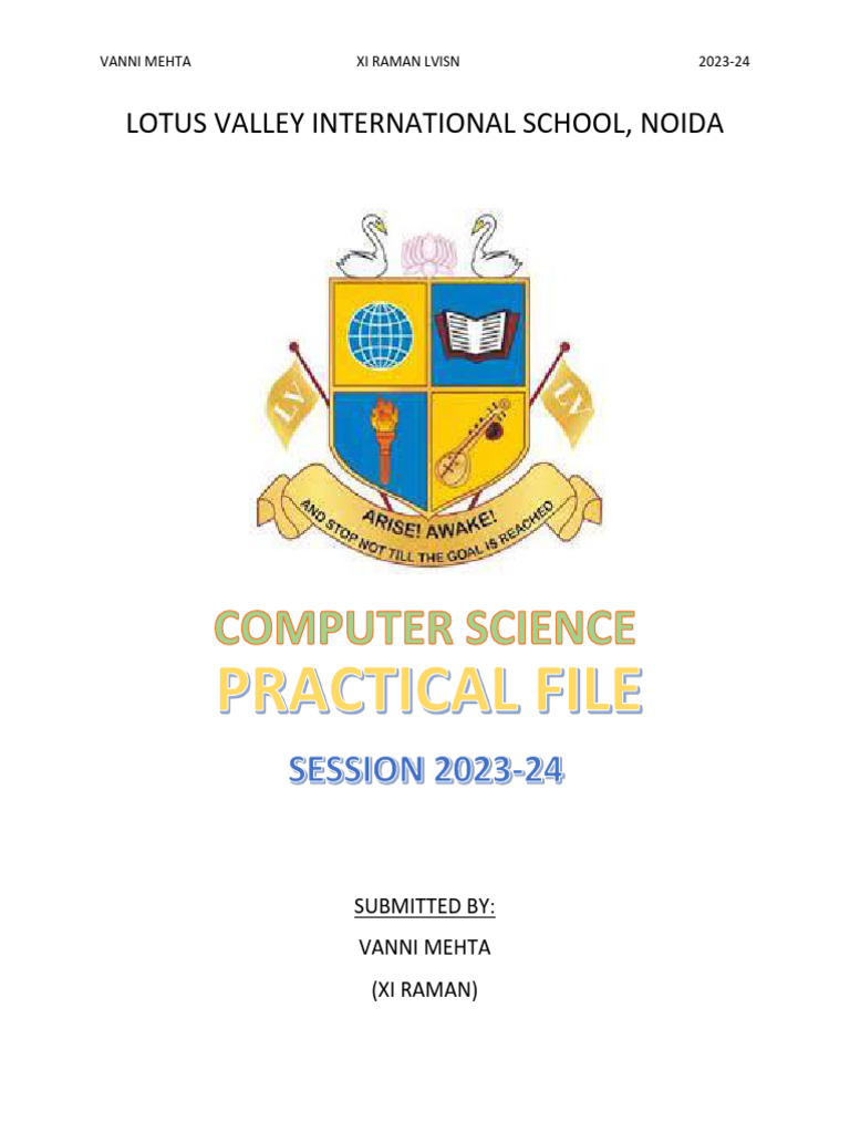 PDF VANNI CS PRACTICAL FILE LVISN 2023-24 | Download Free PDF | Area ...