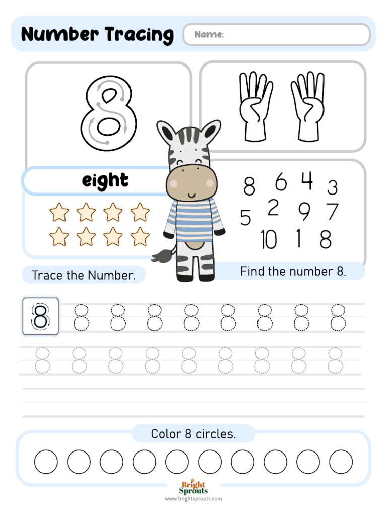 Number - Tracing Worksheet 8 | PDF