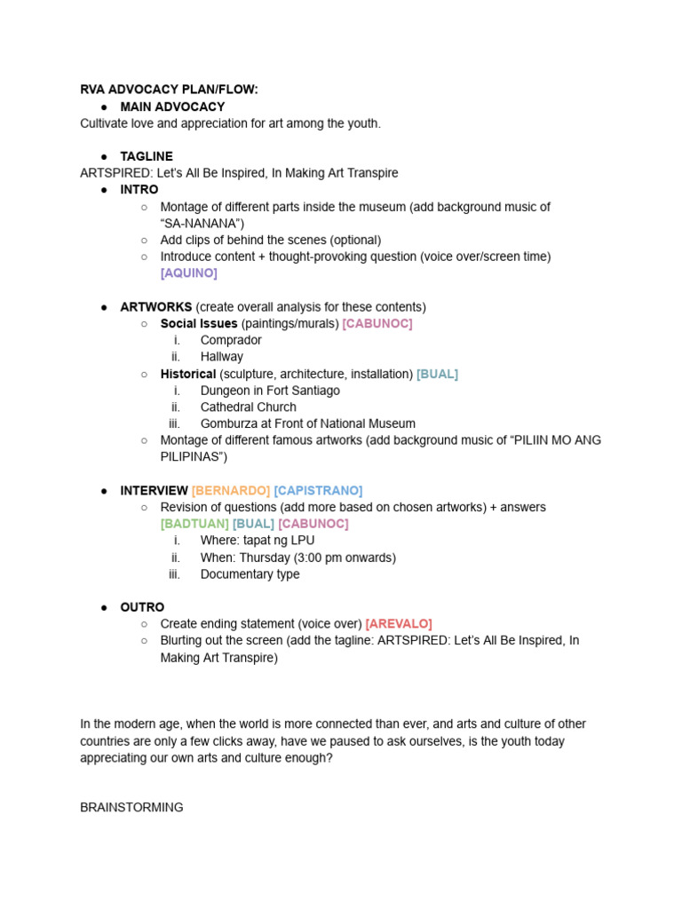 Rva Plan & Script | PDF | Spanish East Indies | Philippines