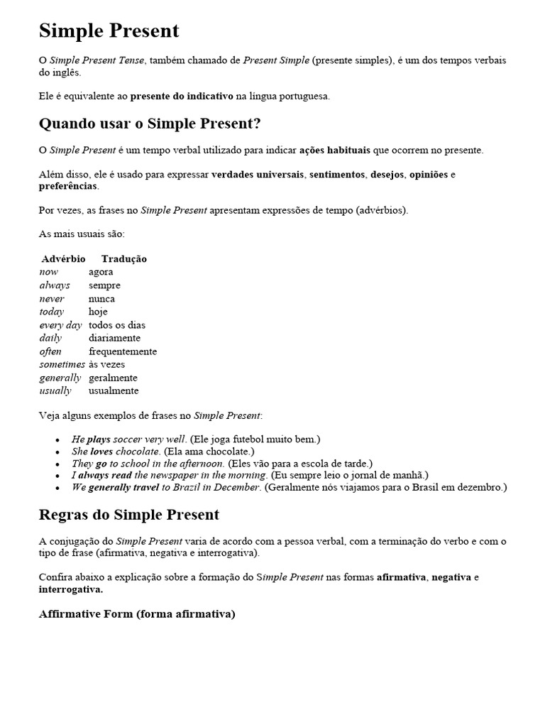 Simple Present Part 1 | PDF | Famílias linguísticas | Idiomas