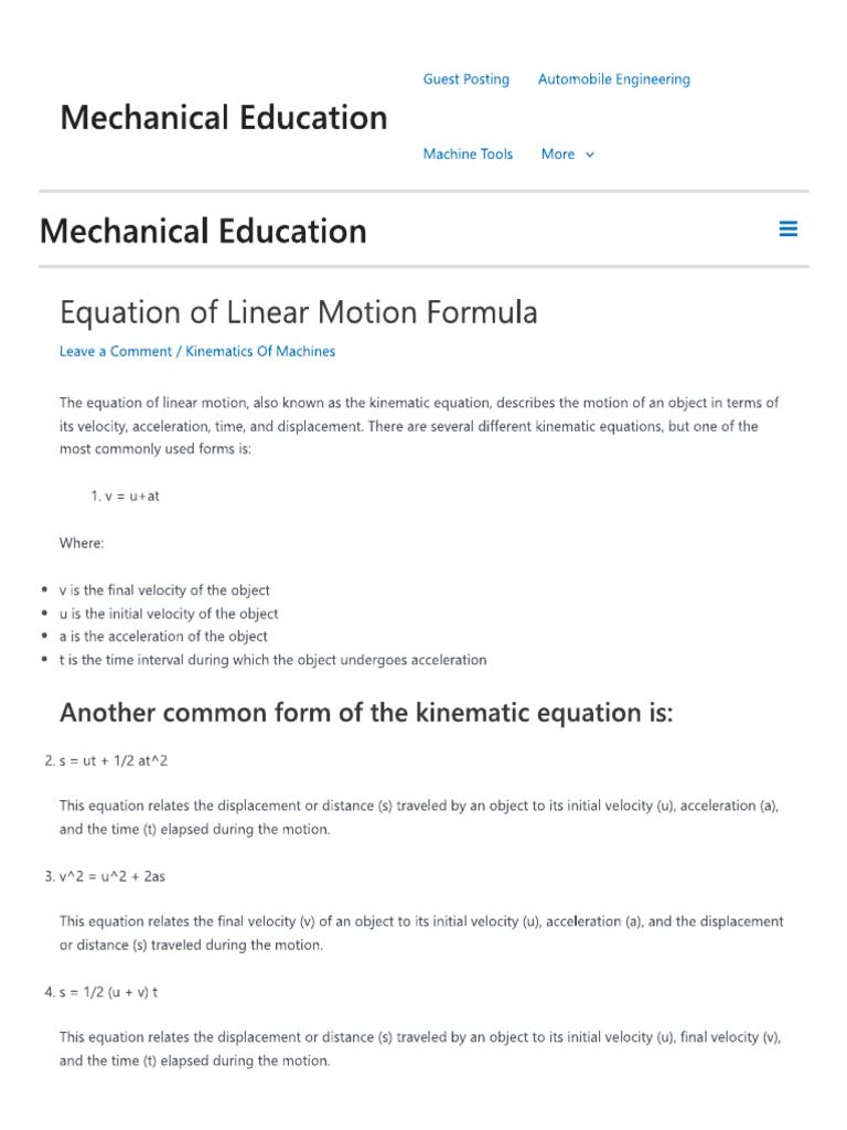 Linear Motion | PDF