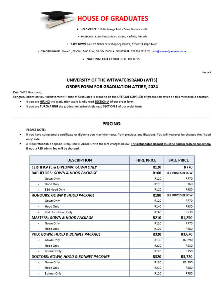 WITS Pricelist For Graduation Attire 2024 | PDF | Cash | Automated ... WITS Pricelist For Graduation Attire 2024 | PDF | Cash | Automated ...