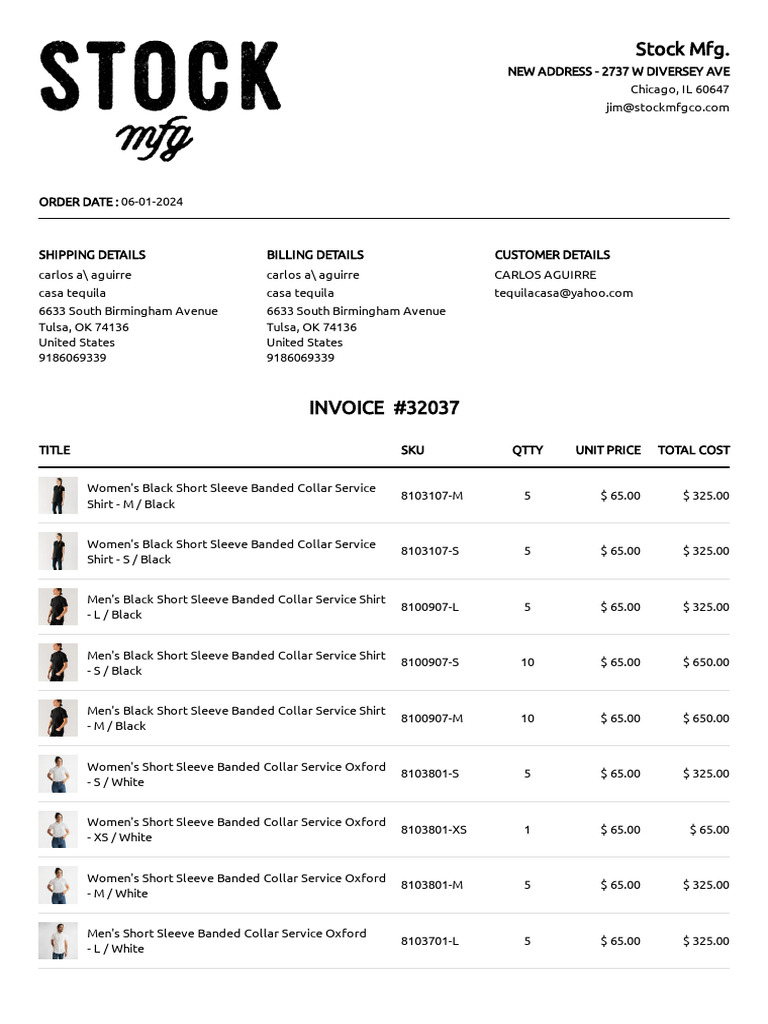 Invoice 32037 | Download Free PDF | Clothing | Fashion