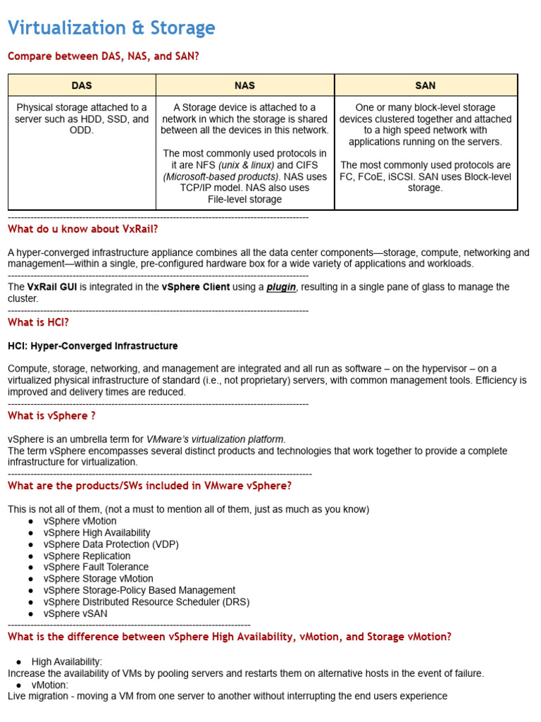 VxRail - Cloud - Virtualization - Storage - CCNA - Linux Interview Questions | PDF | Computer ...