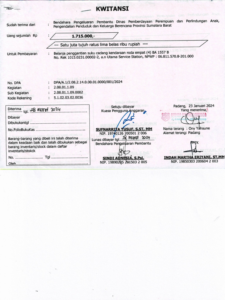 SPJ Kwitansi Mar | PDF