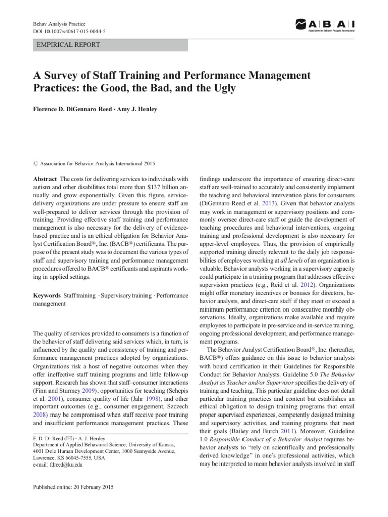 A Survey of Staff Training and Performance Management | PDF ...