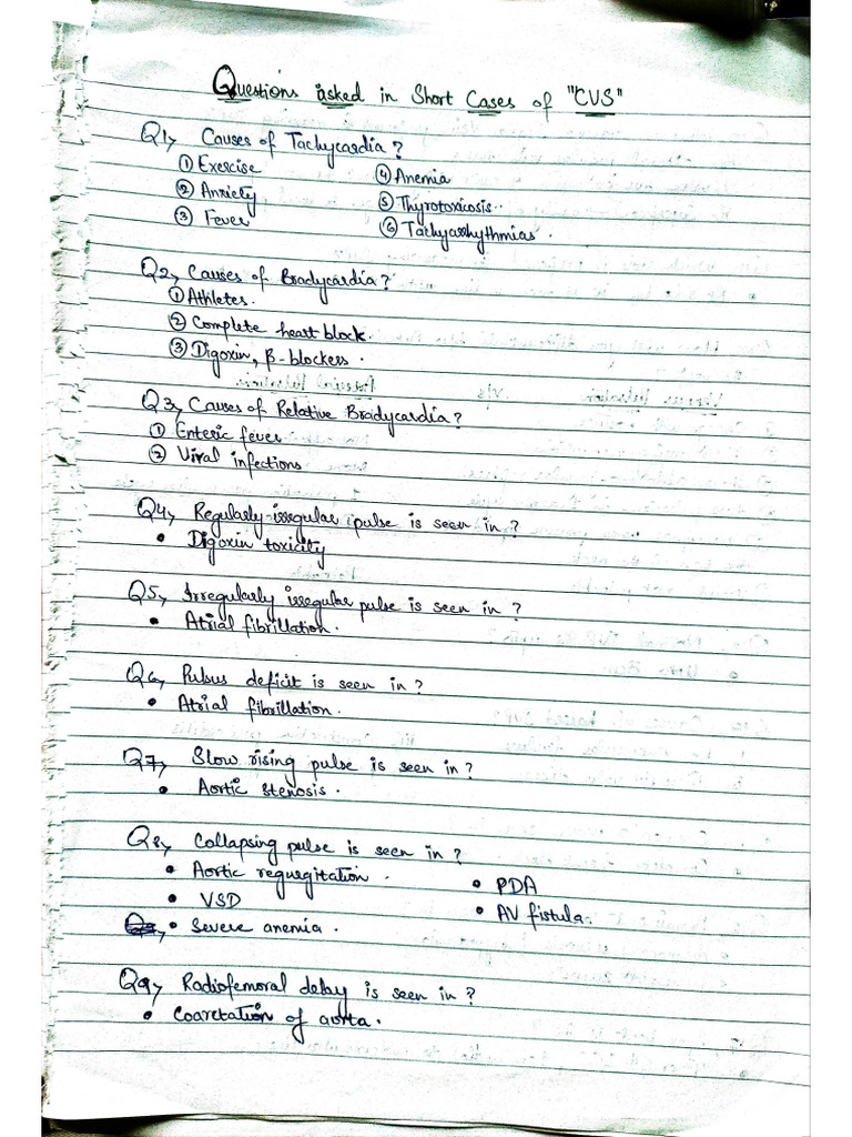 Med CVS Short Case Qs | PDF