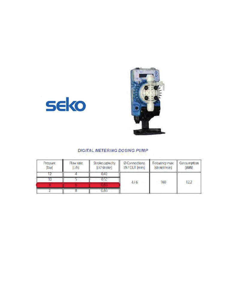 CHEMICAL DOSING PUMP - SEKO | PDF