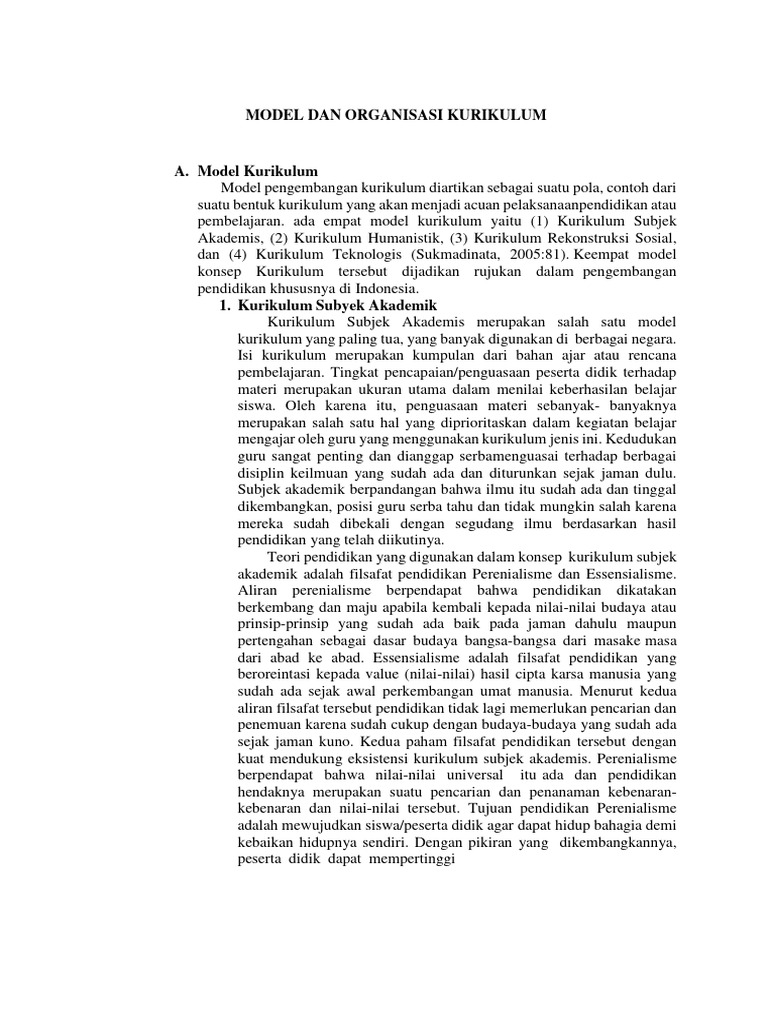 Model Kurikulum dalam Pendidikan | PDF
