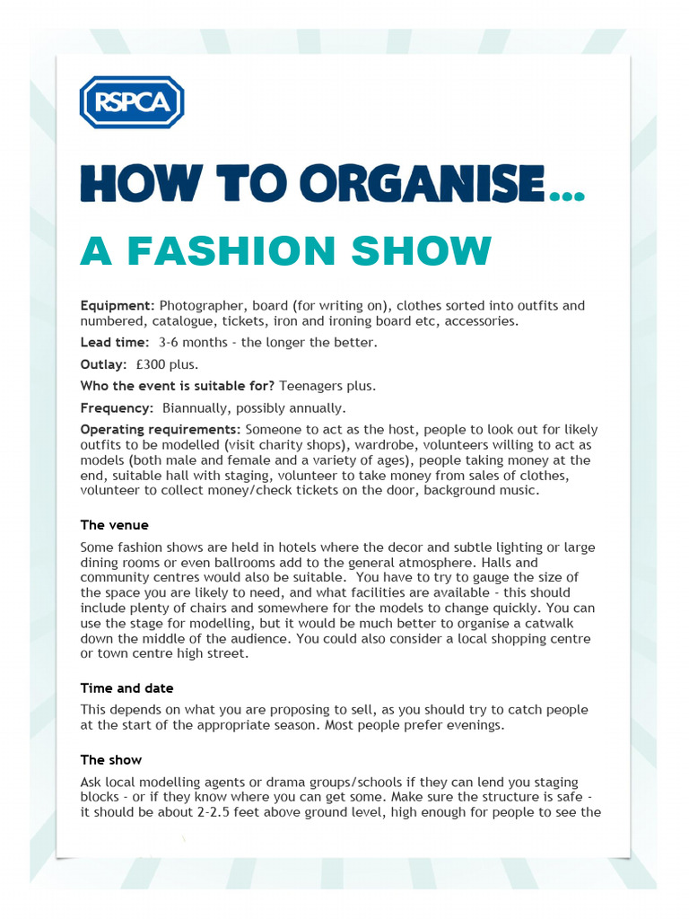 Fashion Show Guidelines | Download Free PDF | Clothing | Prices