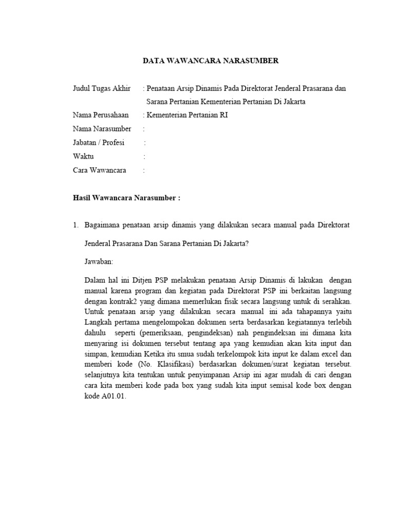 Data Wawancara Narasumber | PDF