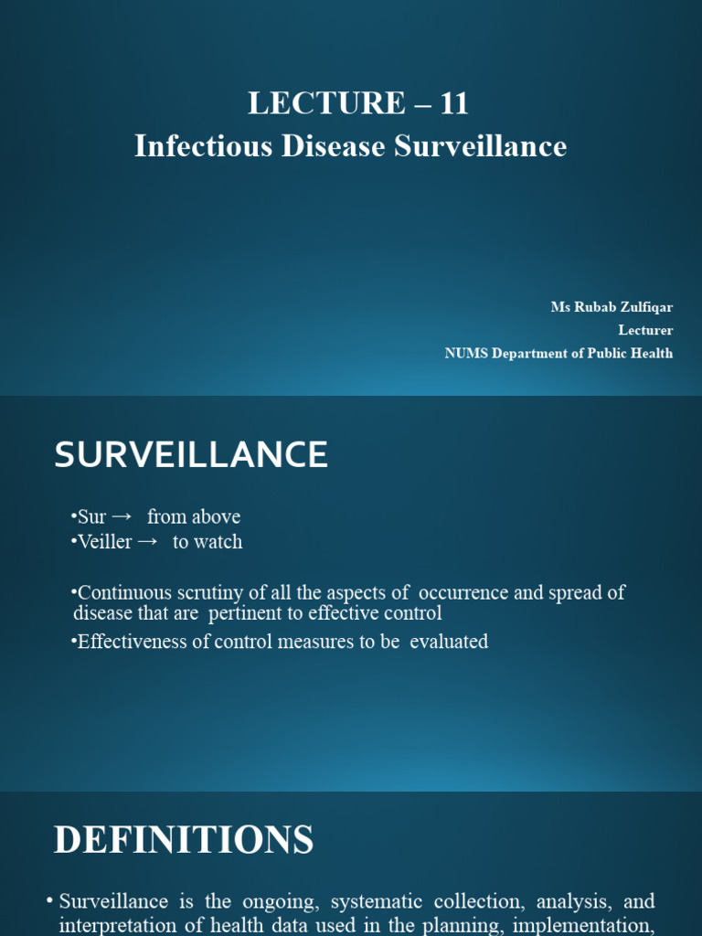 Lecture 11 - Infectious Disease Surveillance | PDF | Public Health ...