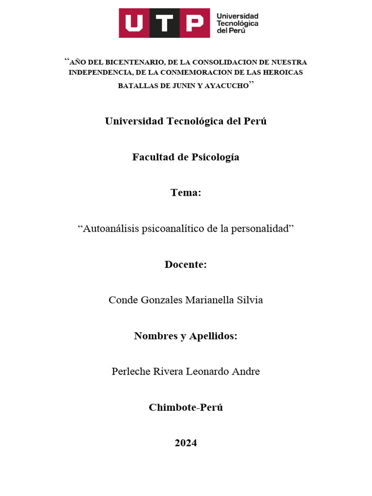 Autoanalisis (Personalidad) | PDF | Sicología