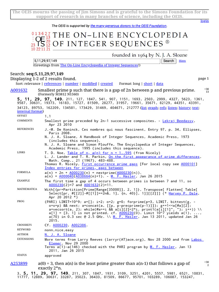 Jim Simons Tribute by OEIS Foundation | PDF | Number Theory | Arithmetic