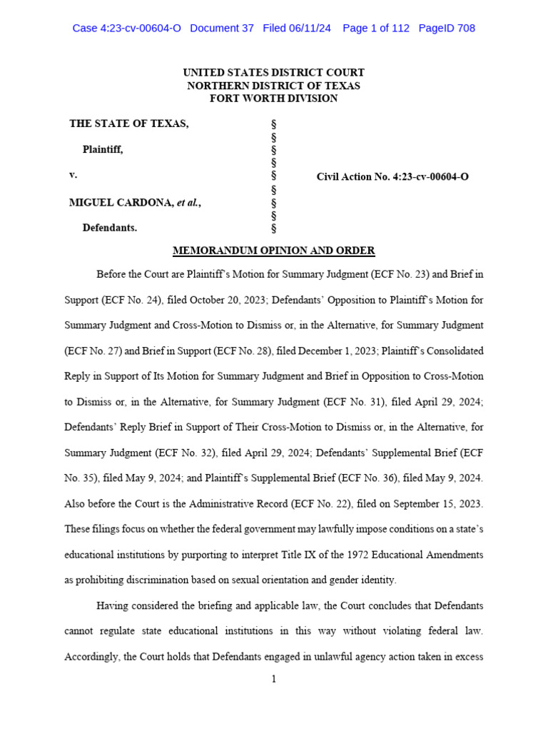 Title IX Guidance Injunction Order-2 | PDF | Title Ix | Civil Rights ...