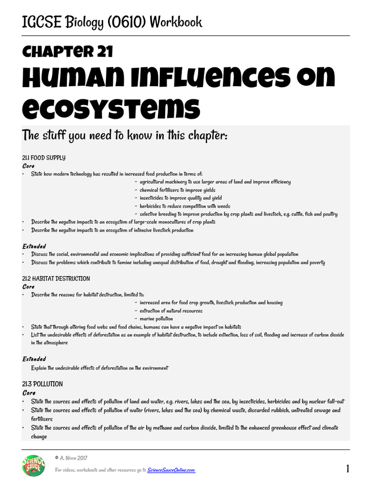Human Influences On Ecosystems | PDF | Agriculture | Intensive Farming