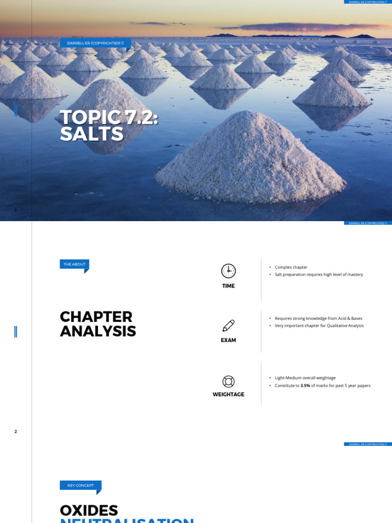 (CHEM) Chapter 7.2 - Salts | PDF | Salt (Chemistry) | Solubility