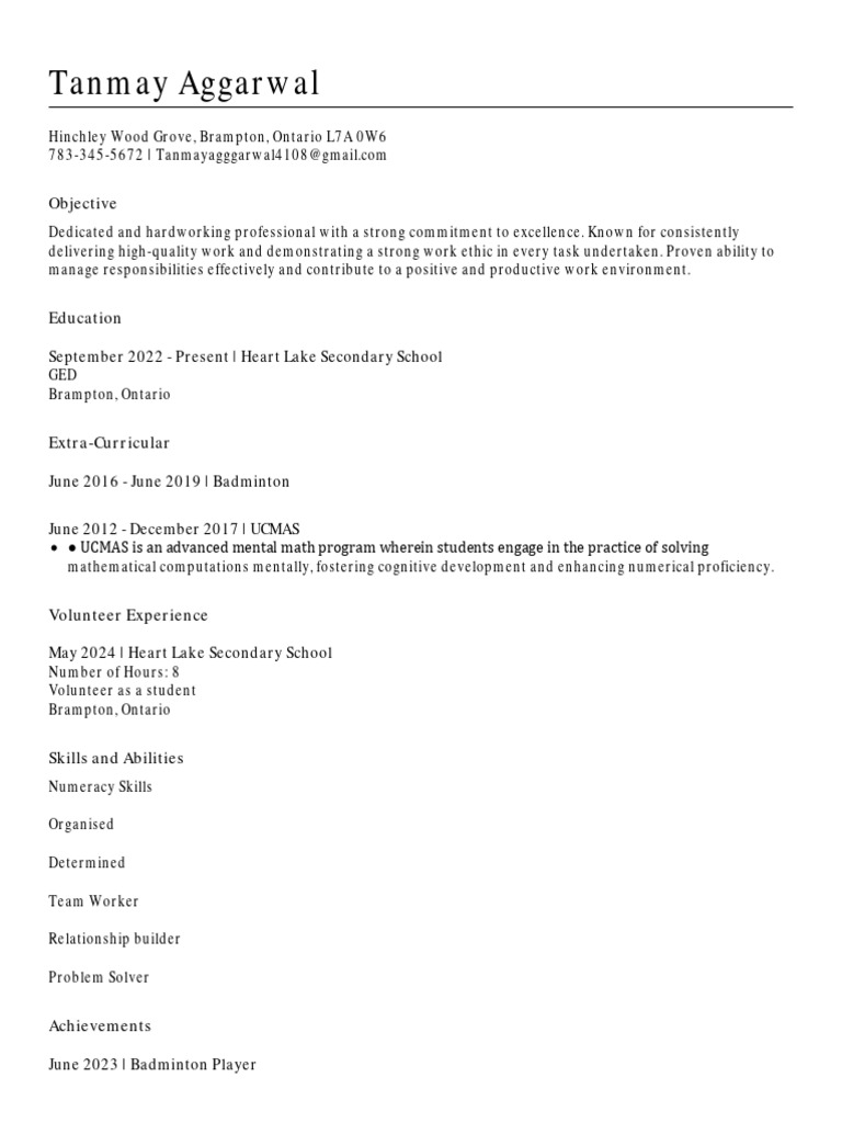 Tanmay Aggarwal Resume - Tanmay Aggarwal | PDF