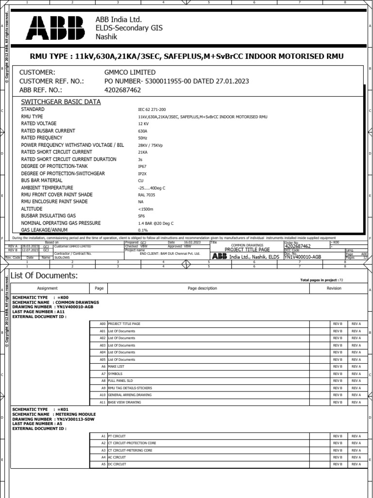 Indoor Rmu-As Built Drawing | PDF | Manufactured Goods | Power Engineering