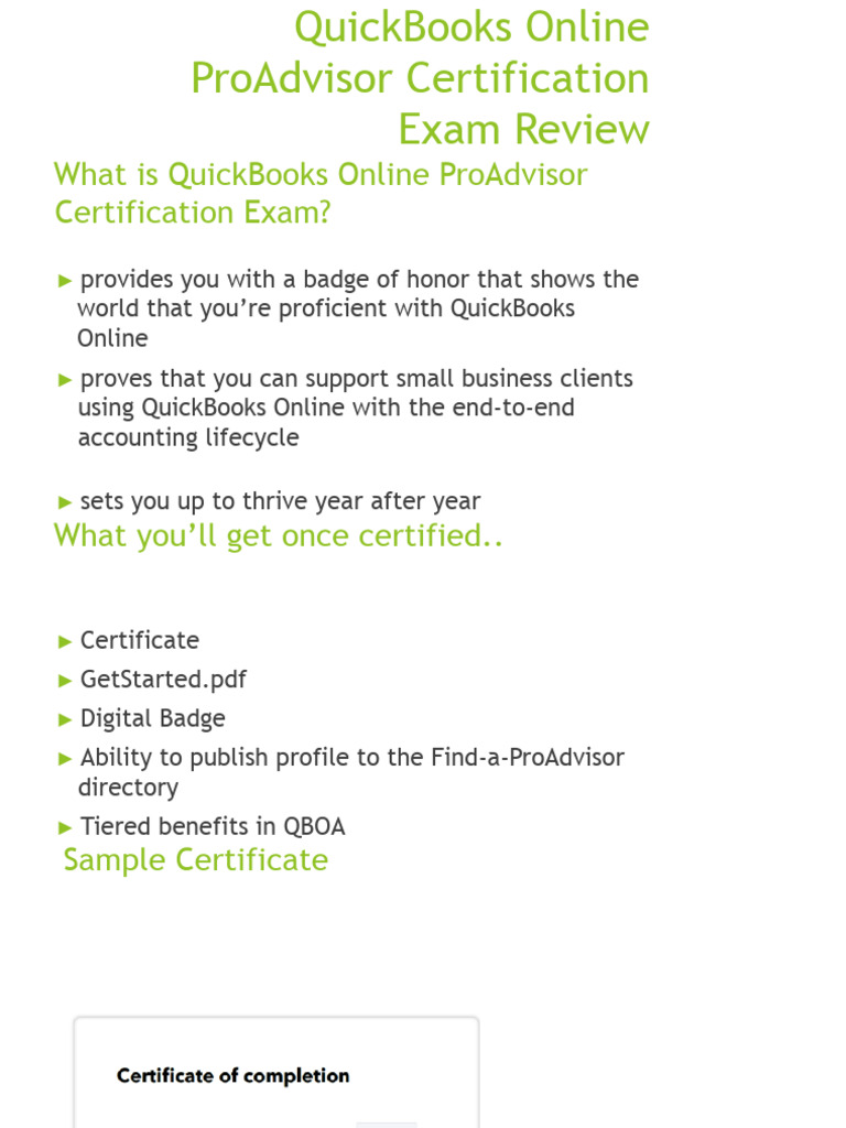 01 2023-Master Slides - ProAdvisor Exam Reviewer-V1.8 | PDF | Quick Books | Subscription ...