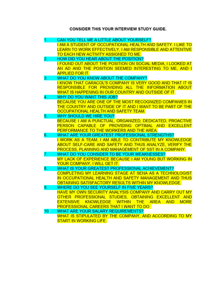 Job Interview Examples Luna Salamanca | PDF