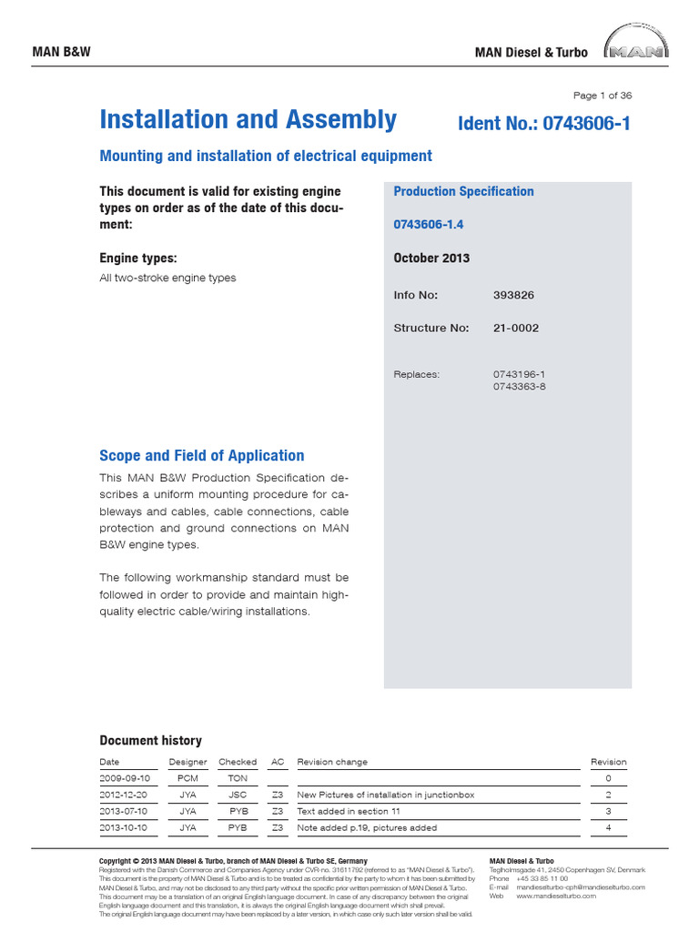 Cable Mounting and Installation of Electrical Equipment 0743606-1.4 ...