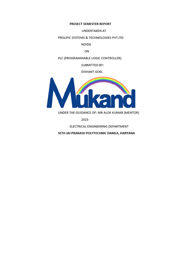 Training Report Noida | PDF | Programmable Logic Controller | Computer Program