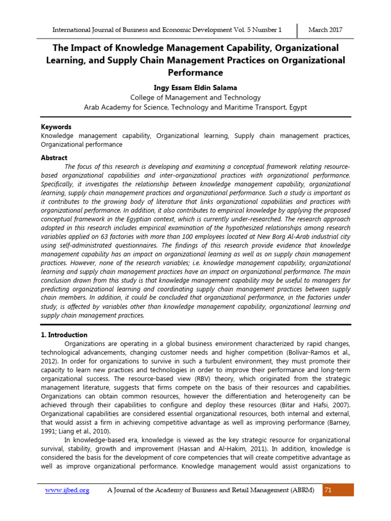 The Impact of Knowledge Management Capability, Organizational | Download Free PDF | Supply Chain ...