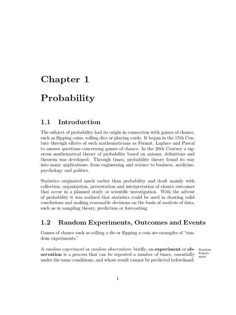Chapter 1 | PDF | Randomness | Probability Theory