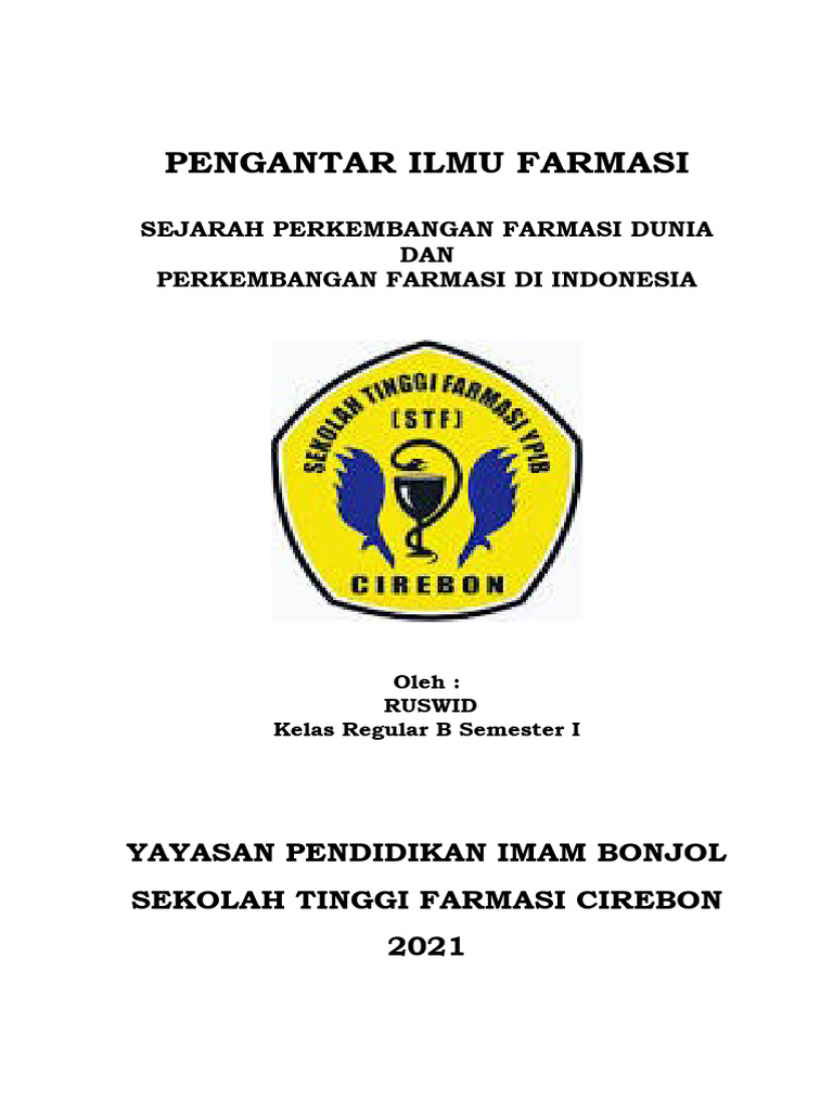 Sejarah Perkembangan Farmasi Dunia Pdf