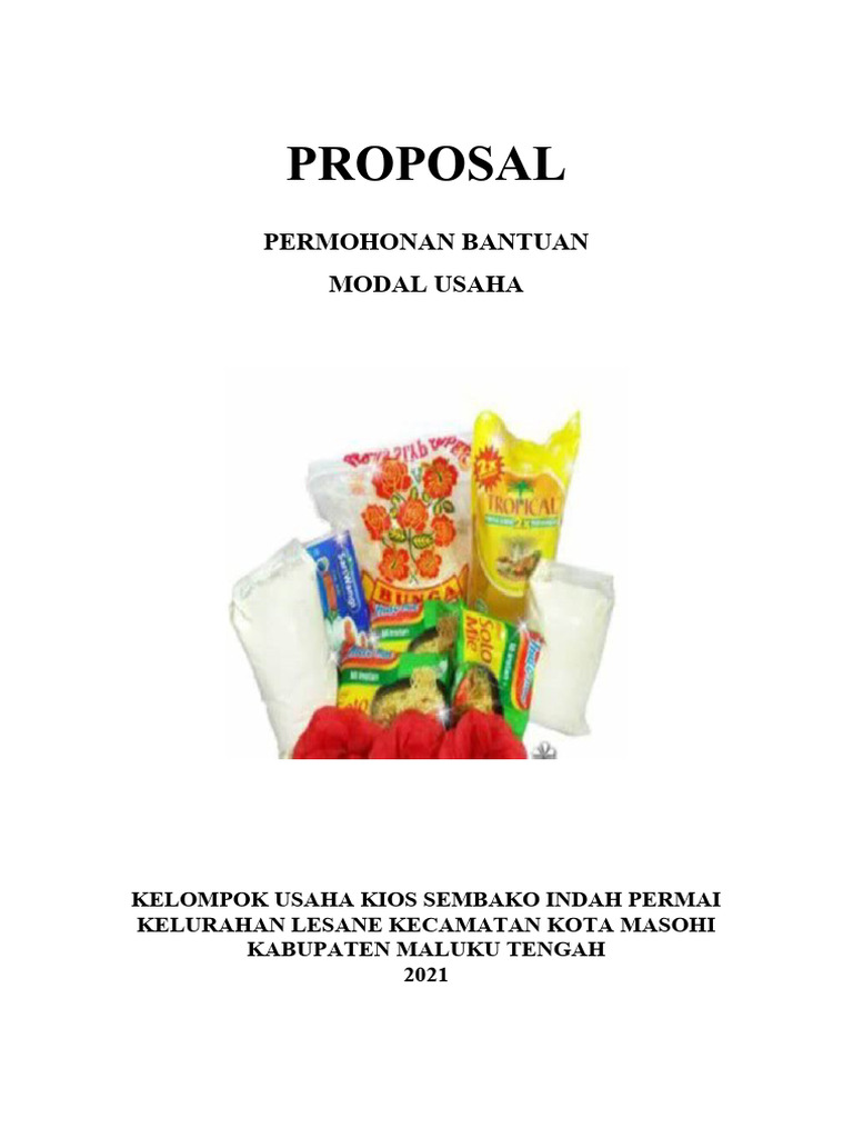 Proposal Kios Sembako Indah Permai | PDF | Bisnis | Ilmu Sosial