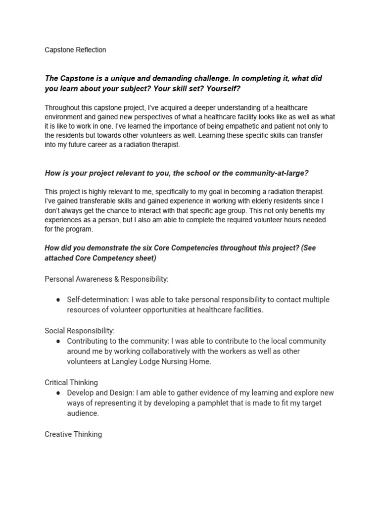 capstone reflection | PDF | Volunteering | Psychology