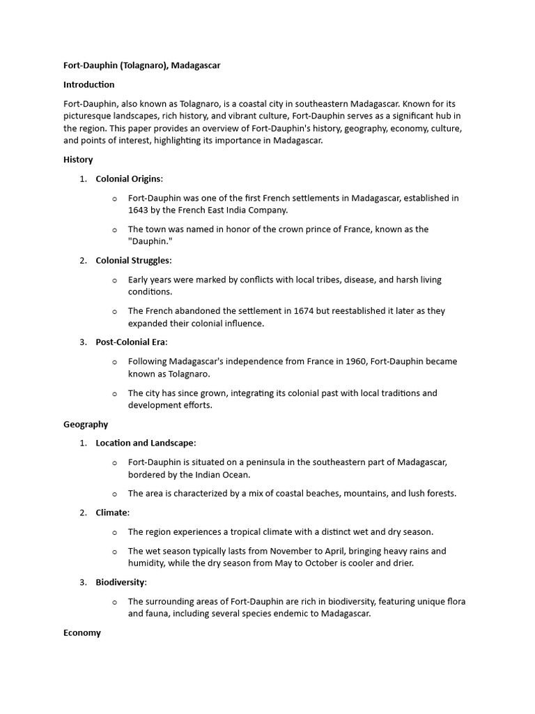 Fort-Dauphin (Tolagnaro), Madagascar | PDF | Madagascar | Earth Sciences