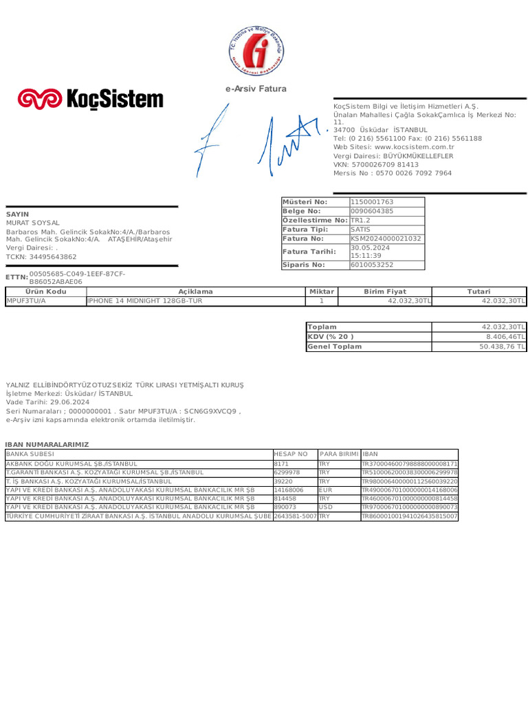 E-Arsiv Fatura | PDF