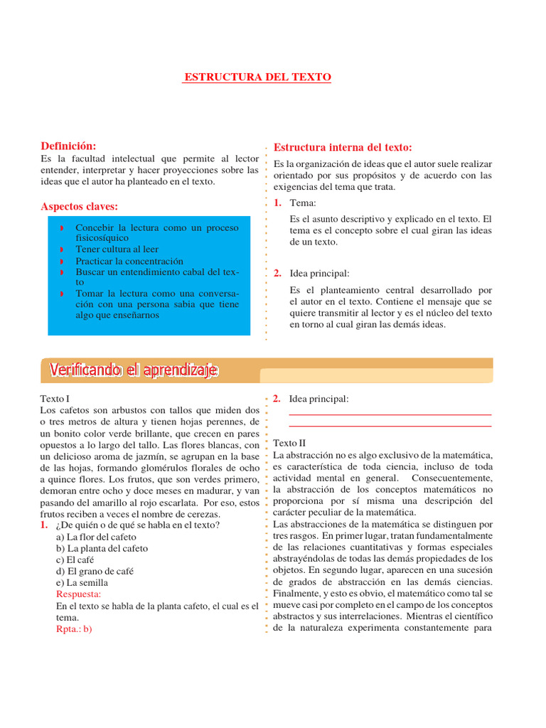 Estructura-Interna-del-Texto- 1-2 secundaria | PDF | Matemáticas ...