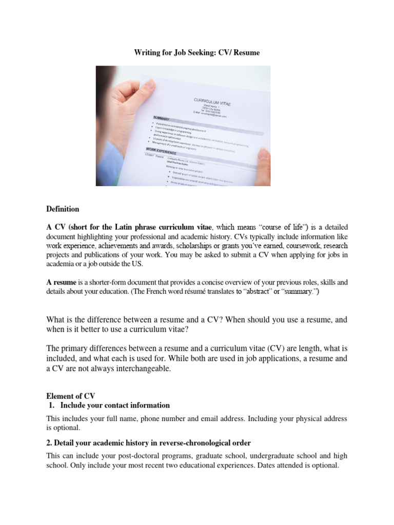 handout CV | Download Free PDF | Résumé