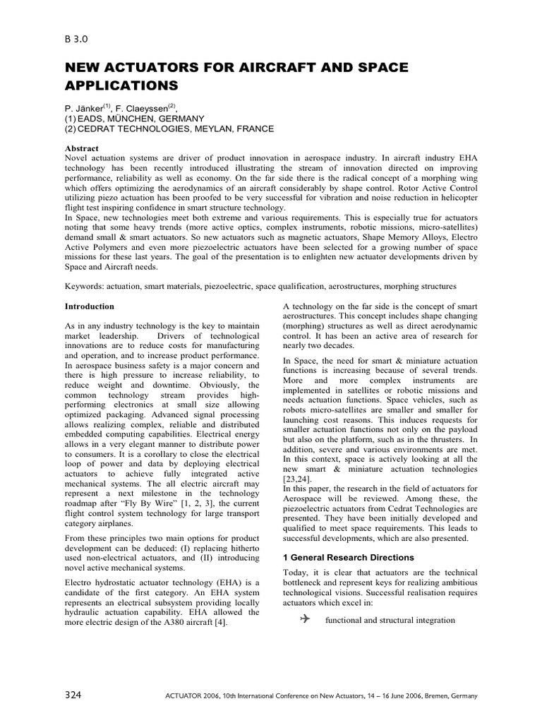 ACTUATOR2006 B3 0 - New Actuators For Space and Aircraft Applications ...