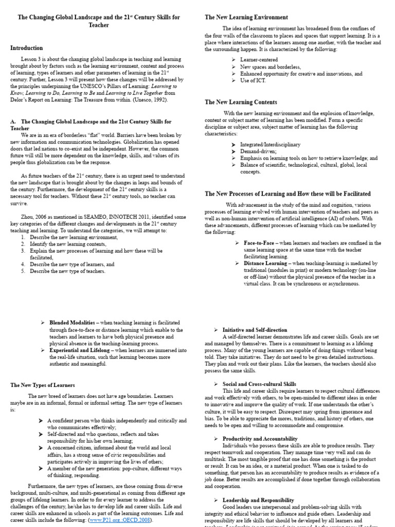 The Changing Global Landscape and The 21st Century Skills For Teacher ...